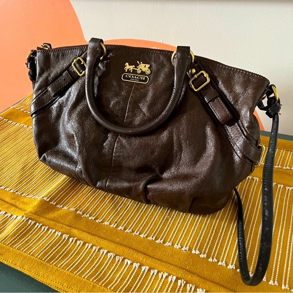 Coach | Bags | Coach Madison Dark Brown Leather Satchelshoulder Bag ...